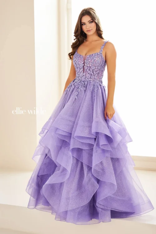 Ruffle Layered Tulle Ballgown | Princess Style Prom Dress